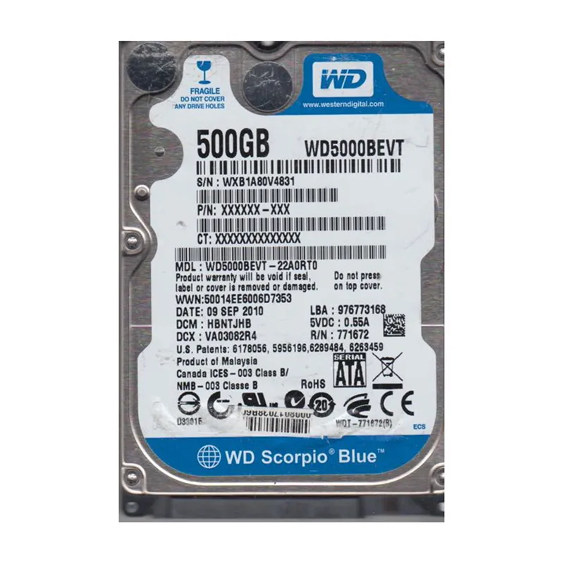 Shop Western Digital WD5000BEVT-22A0RT0 500GB 5400RPM SATA 3Gb/s 2.5-in HDD