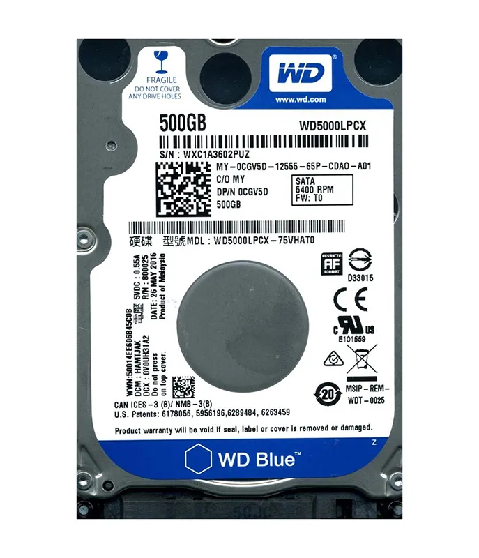 Shop Western Digital WD5000LPCX-75VHAT0 500GB 5400RPM SATA 6Gb/s 2.5-in HDD
